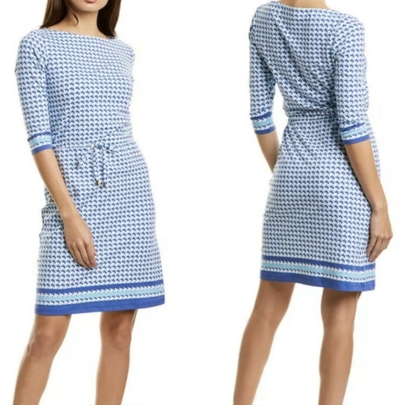 J. McLaughlin | Dresses | J Mclaughlin Marianne Midi Catalina Cloth Blue Print Quotation Border ...
